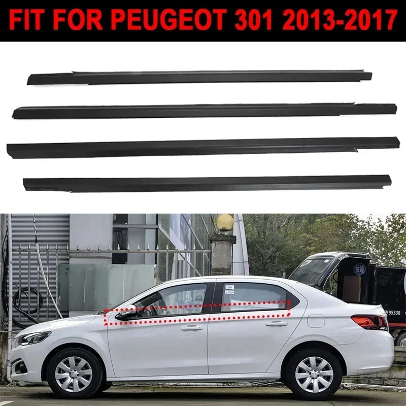 4 Pcs Outside Window Glass Rubber for peugeot 301 2013-2017 2014 2015 ...