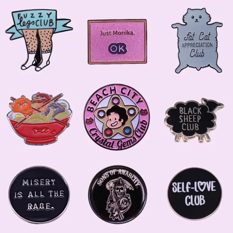Black Sheep Fat Cat Club Brooch Pins Self Love Enamel Backpack Metal ...