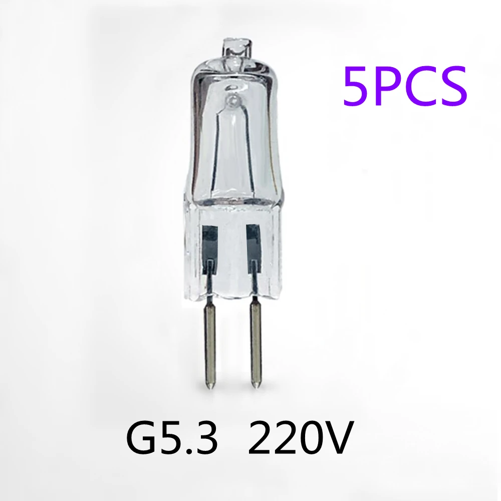 5PCS G5.3 220V 20W G5.3 220V 35W light bulb G5.3 220V 50W bulb G5.3 220V 75W glass light bulb G5 ...