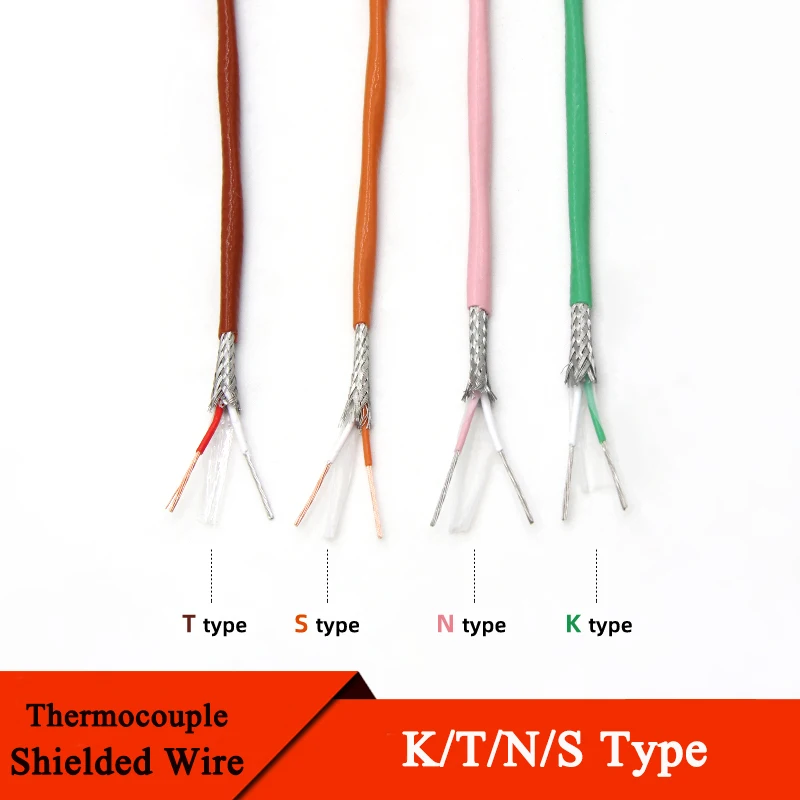 1-5-10M-K-T-N-S-Type-Thermocouple-Wire-2-Cores-PTFE-Insulator-Shielded ...