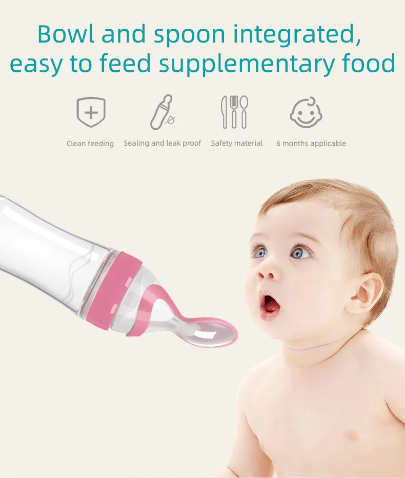 EW – bouteille de pâte de riz pour bébé, biberon en Silicone, cuillère ...