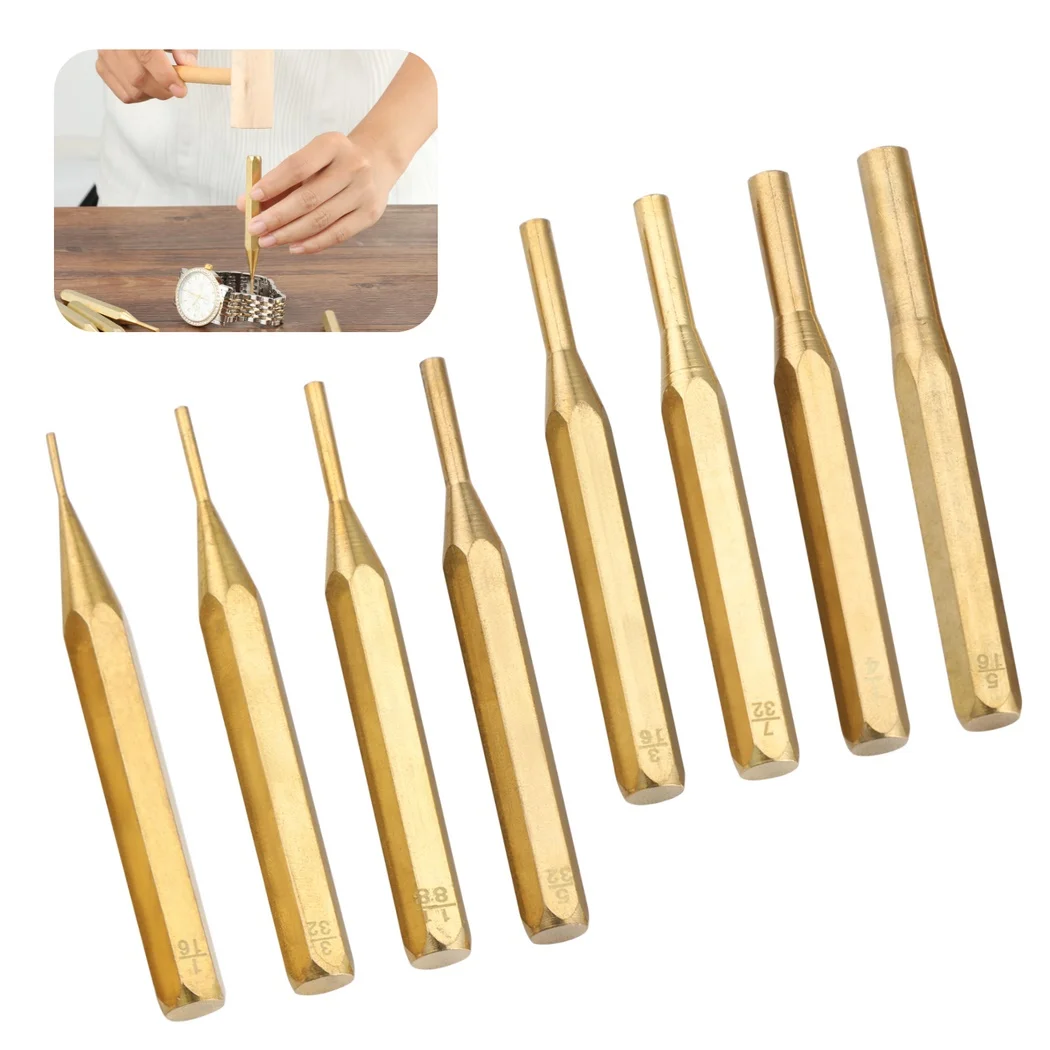 Non-Marking-Brass-Punch-Set-Professional-Drive-Pin-Punches-Repair-Tool ...