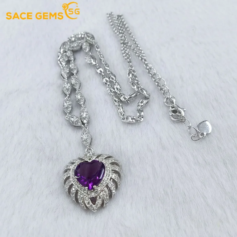 SACE-GEMS-100-925-Sterling-Silver-9-9mm-Natual-Ametista-Pingente-3A ...