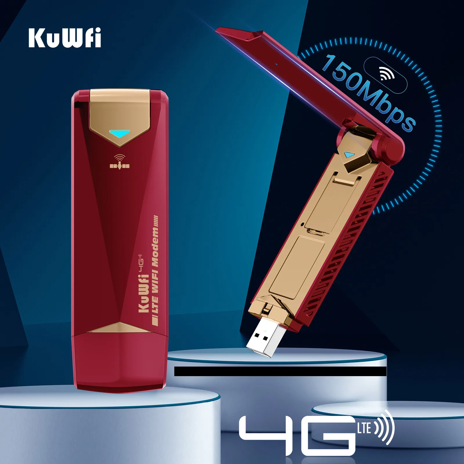 KuWFi 4G 라우터 와이파이 동글 4G 모뎀 모바일 포켓 150Mbps LTE SIM 카드 와이파이 라우터, 미니 야외 USB 와이파이 핫스팟 Mifi 어댑터 ...