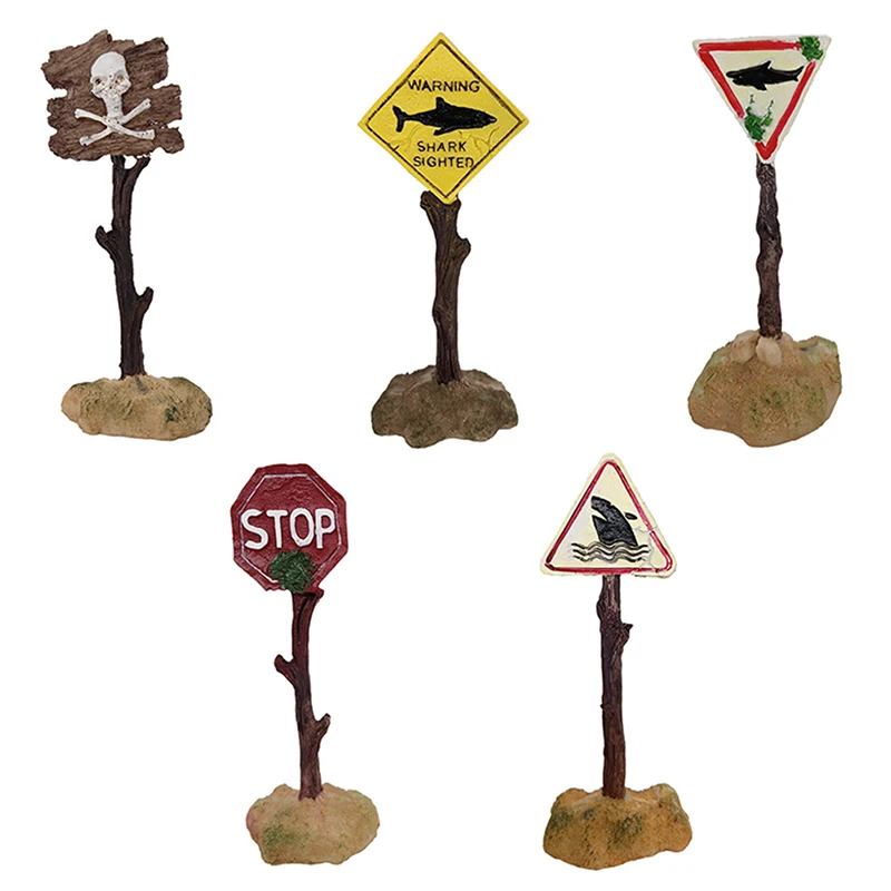 Resin-Aquarium-Decoration-Ornaments-Artificial-Shark-Warning-Sign ...