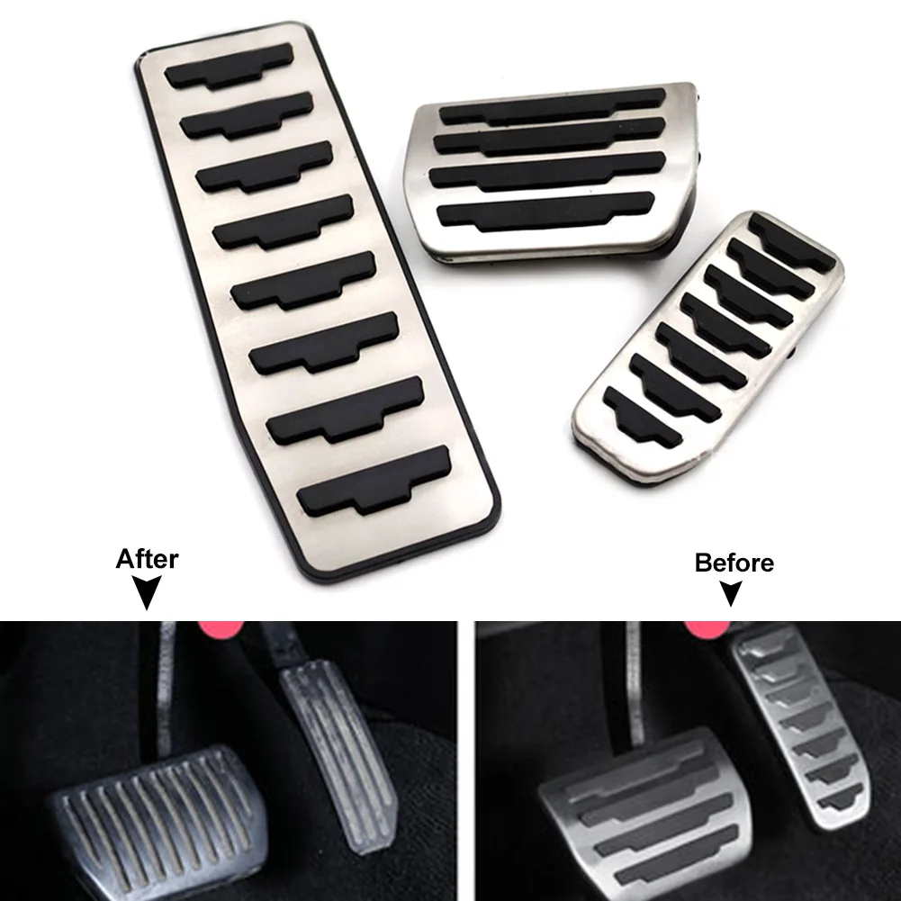 3Pcs AT Car Foot Gas Brake Pedals Cover Kit For Jaguar XF XE F-PACE E ...