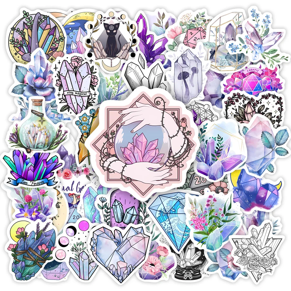 Watercolor-Crystal-Stickers-Amethyst-BOHO-Mystery-Psychic-Decorative ...