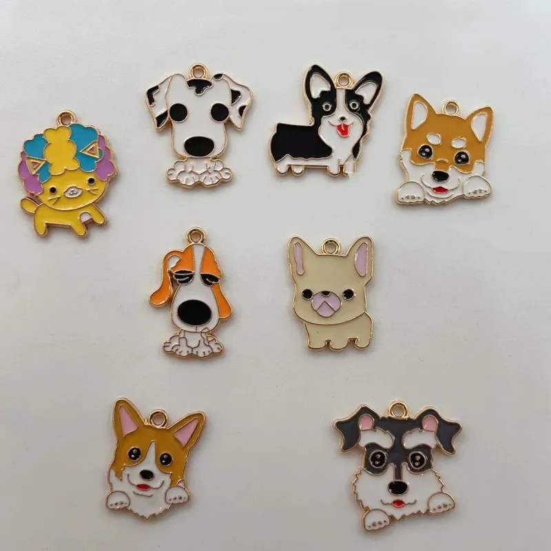 10pcs-Cute-Dog-Charm-for-Jewelry-Making-Enamel-Necklace-Pendant ...