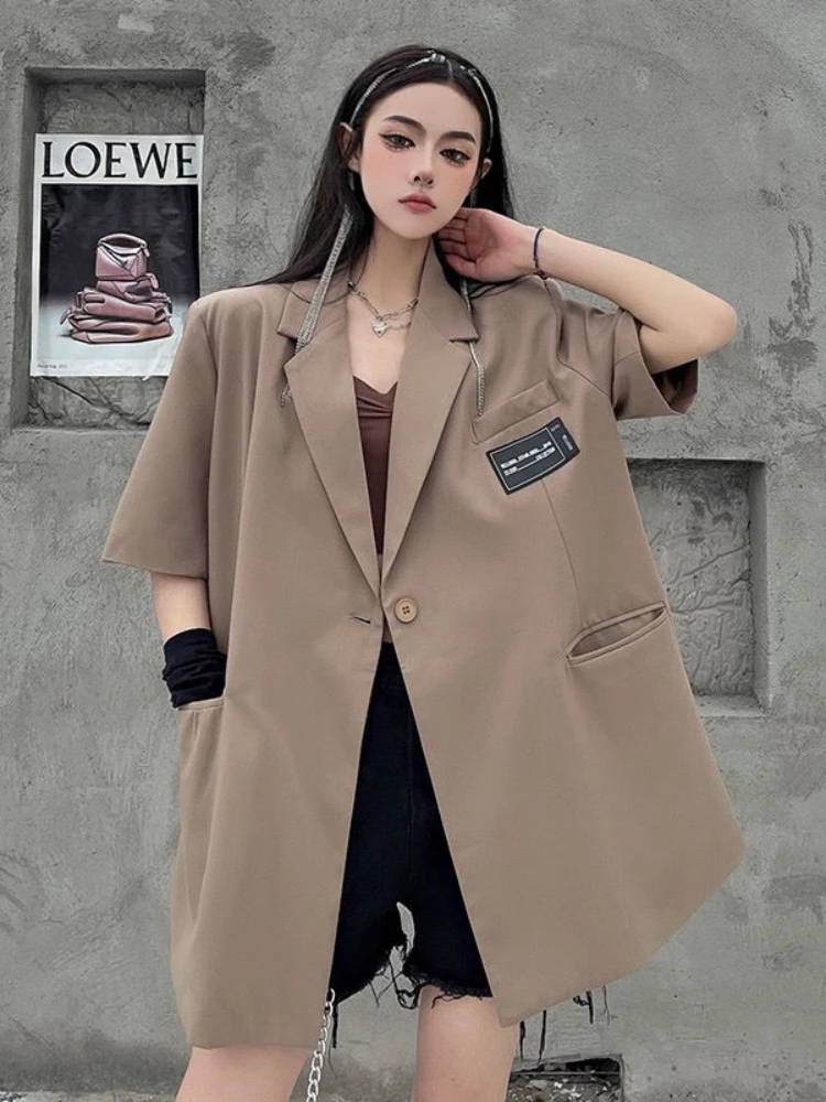 Streetwear-Loose-Women-Blazer-Summer-Fashion-New-Thin-Short-Sleeve ...
