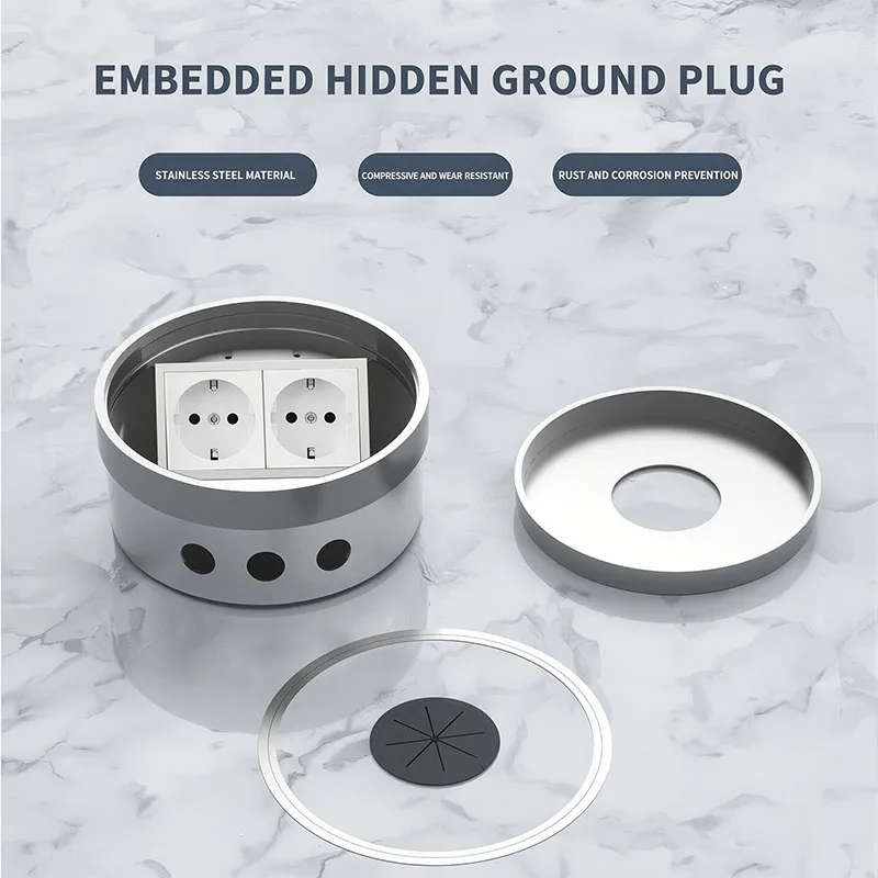 Round Embedded Invisible Floor Socket, Pure Flat and Ultra-thin Floor ...