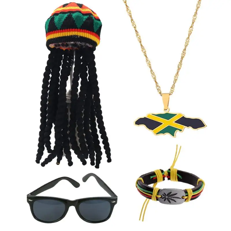 Tigerdoe-Rasta-Hat-With-Long-Black-Lock-Set-Of-3-Reggae-Hat-Vest-And ...