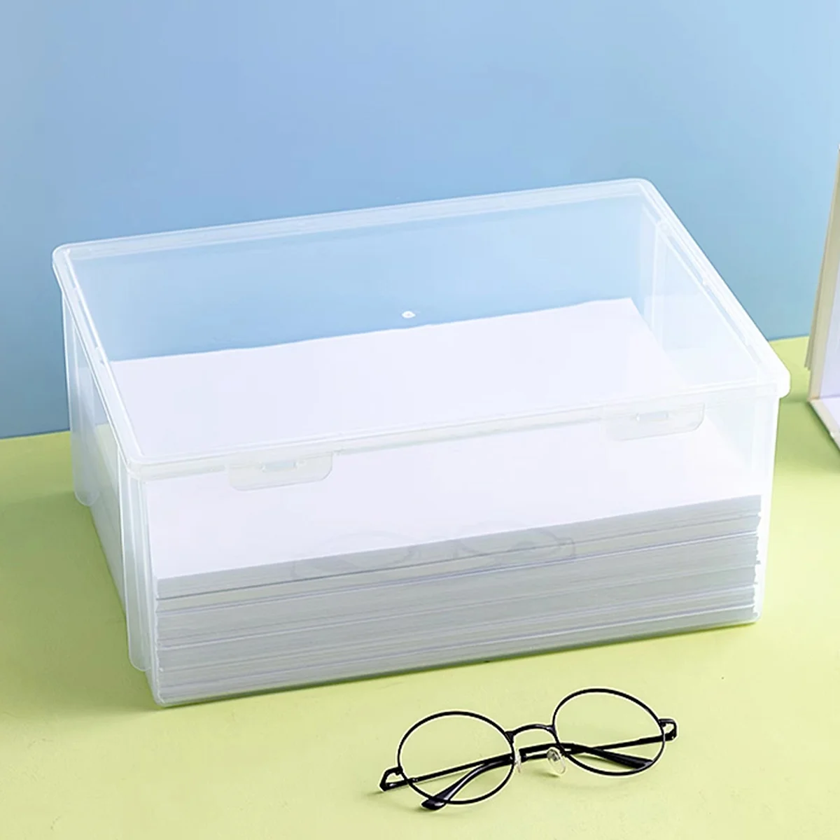 WORTHBUY-A4-Paper-Plastic-Storage-Box-Large-Capacity-Desktop-Organizer ...