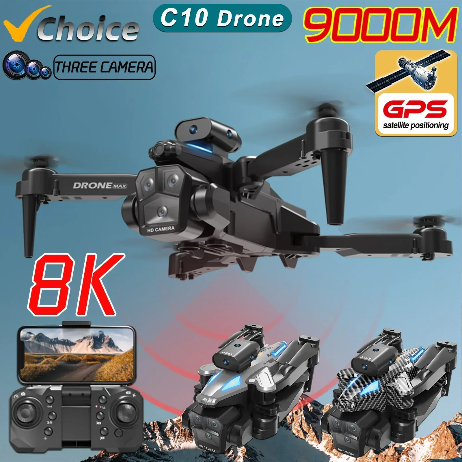 C10-Max-GPS-Remote-Control-Drone-HD-8K-Obstacle-Avoidance-Foldable ...