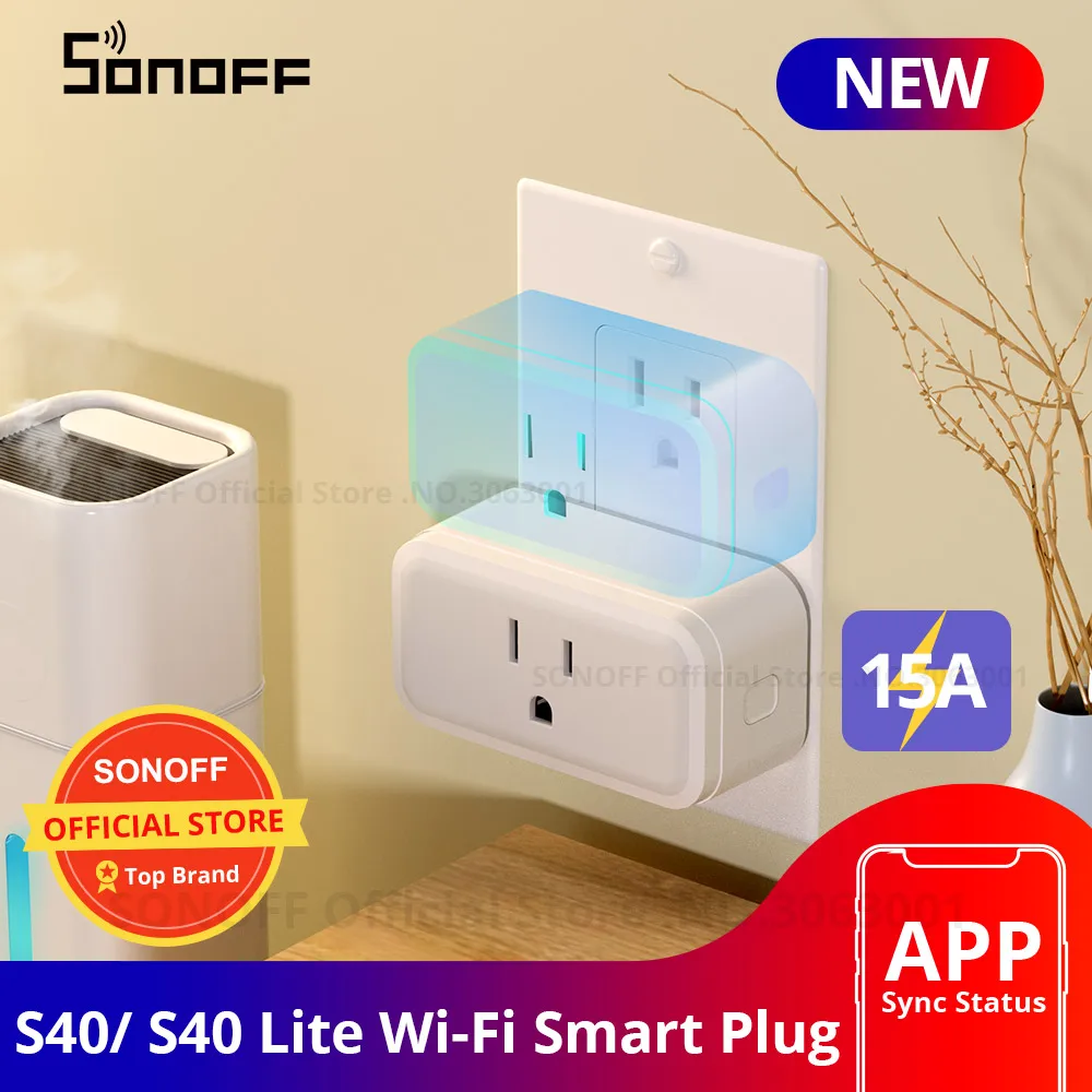 SONOFF S40/ S40 Lite 15A WiFi Smart Plug Type B MINI Wi-Fi Socket Outlets Bluetooth Pairing ...