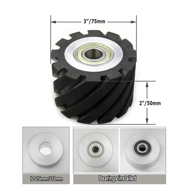 Dia. 75mm - 200mm Serrated Rubber Contact Wheel Sanding Belt Polishing ...
