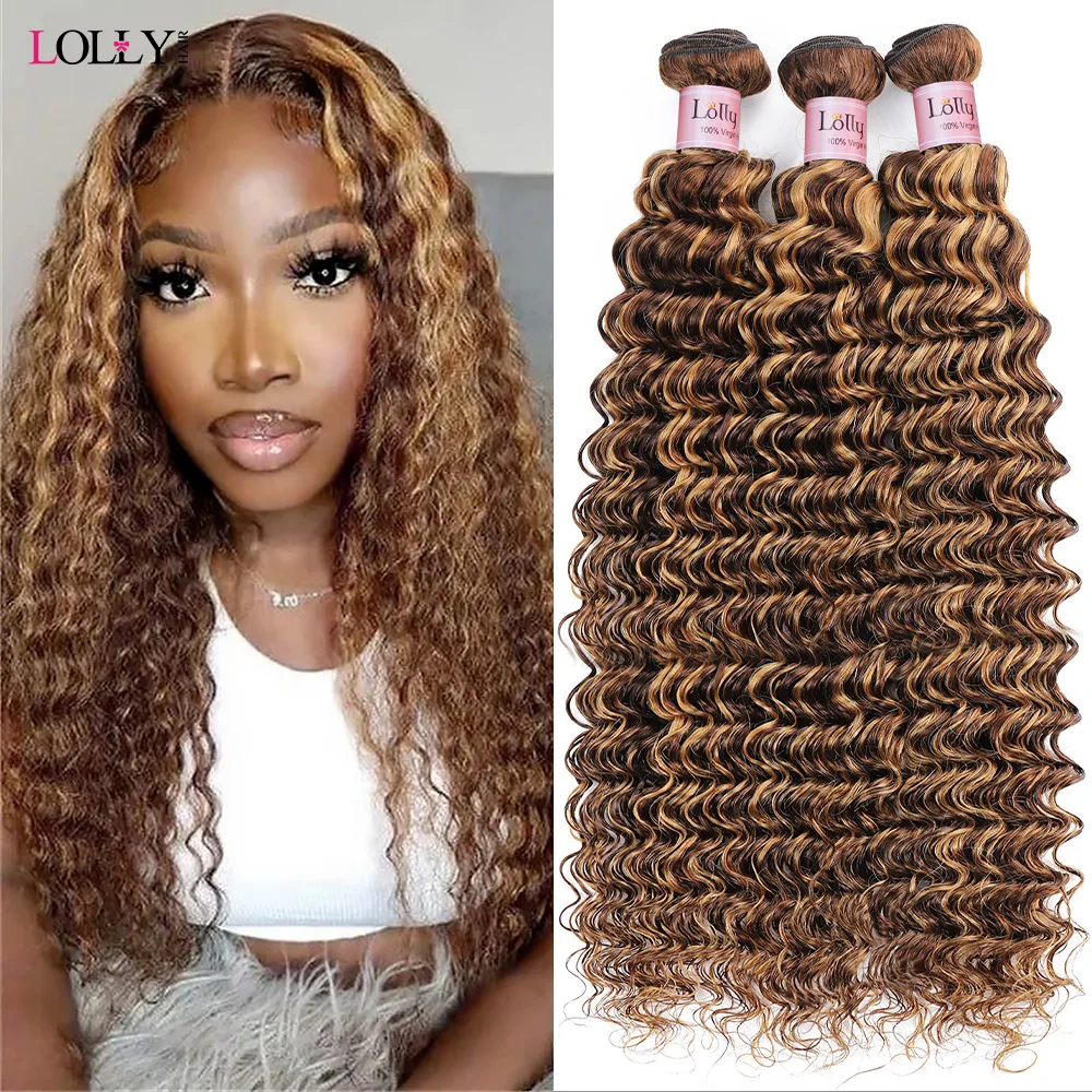 P4/27 Highlight Loose Deep Wave Bundles Ombre Loose Wave Bundles Human ...