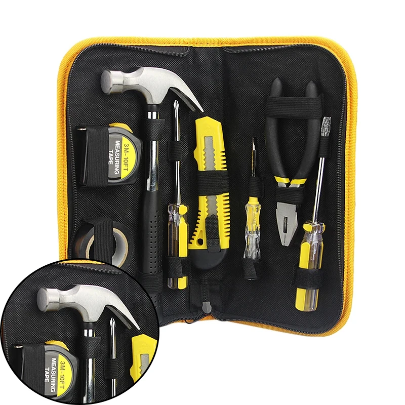 8Pcs-Oxford-Bag-Home-Tool-Box-Test-Pencil-Tape-Measure-Hammer-Pliers ...
