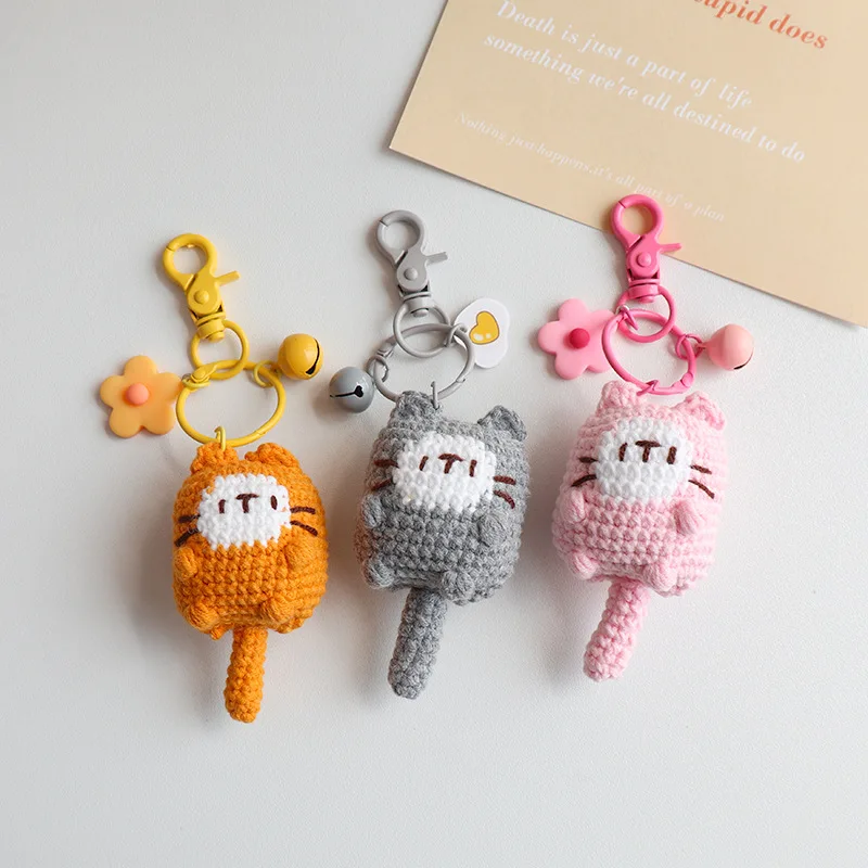 Knitting-Small-Cat-Keychains-Cute-Keychain-With-Cat-Creative-Knitted ...