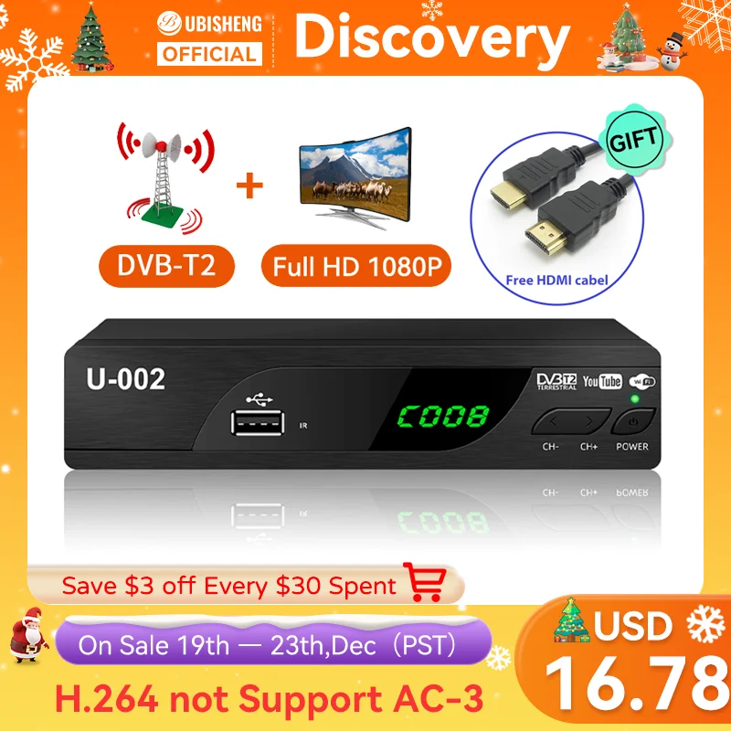 Ubisheng U2 Dvb T2 Digital Terrestrial Tv Box H.264 Decoder Fta Tv Tune ...