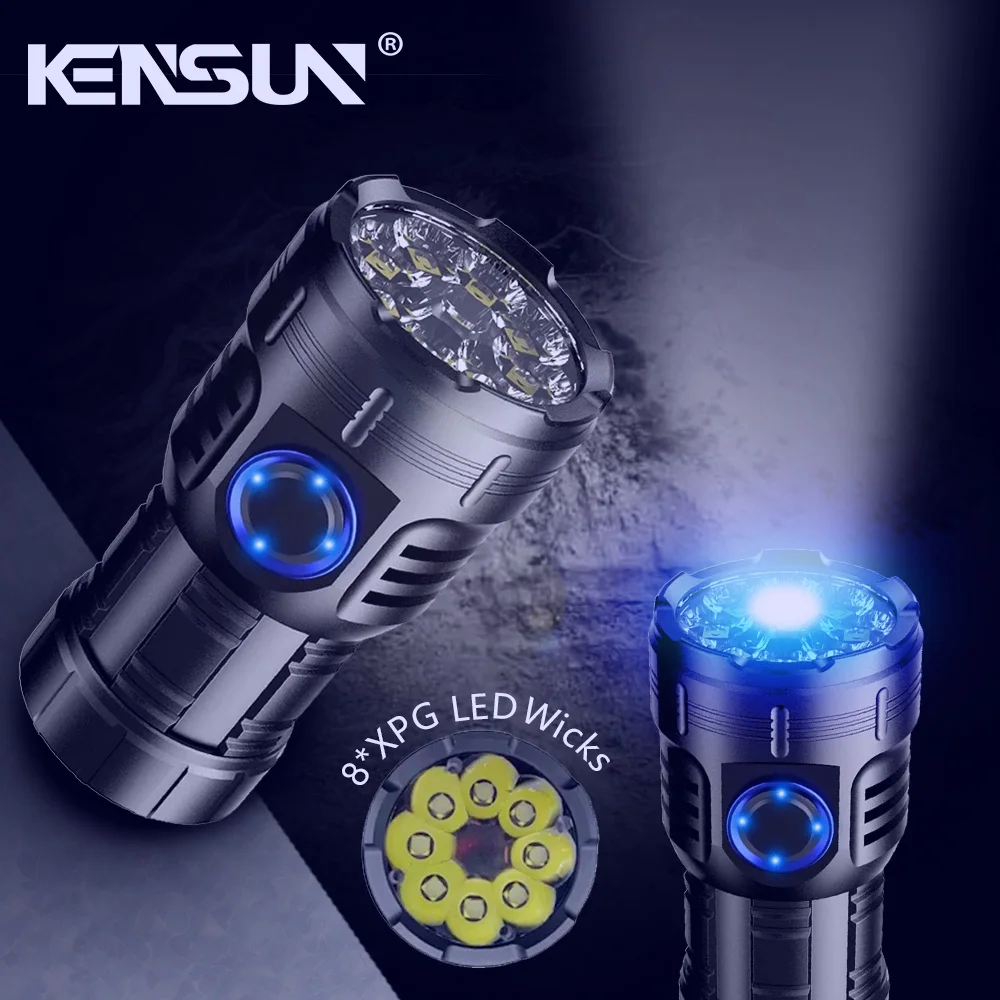 8 * XPG Beads Lantern High Power LED Flashlight USB Rechargeable Tail ...