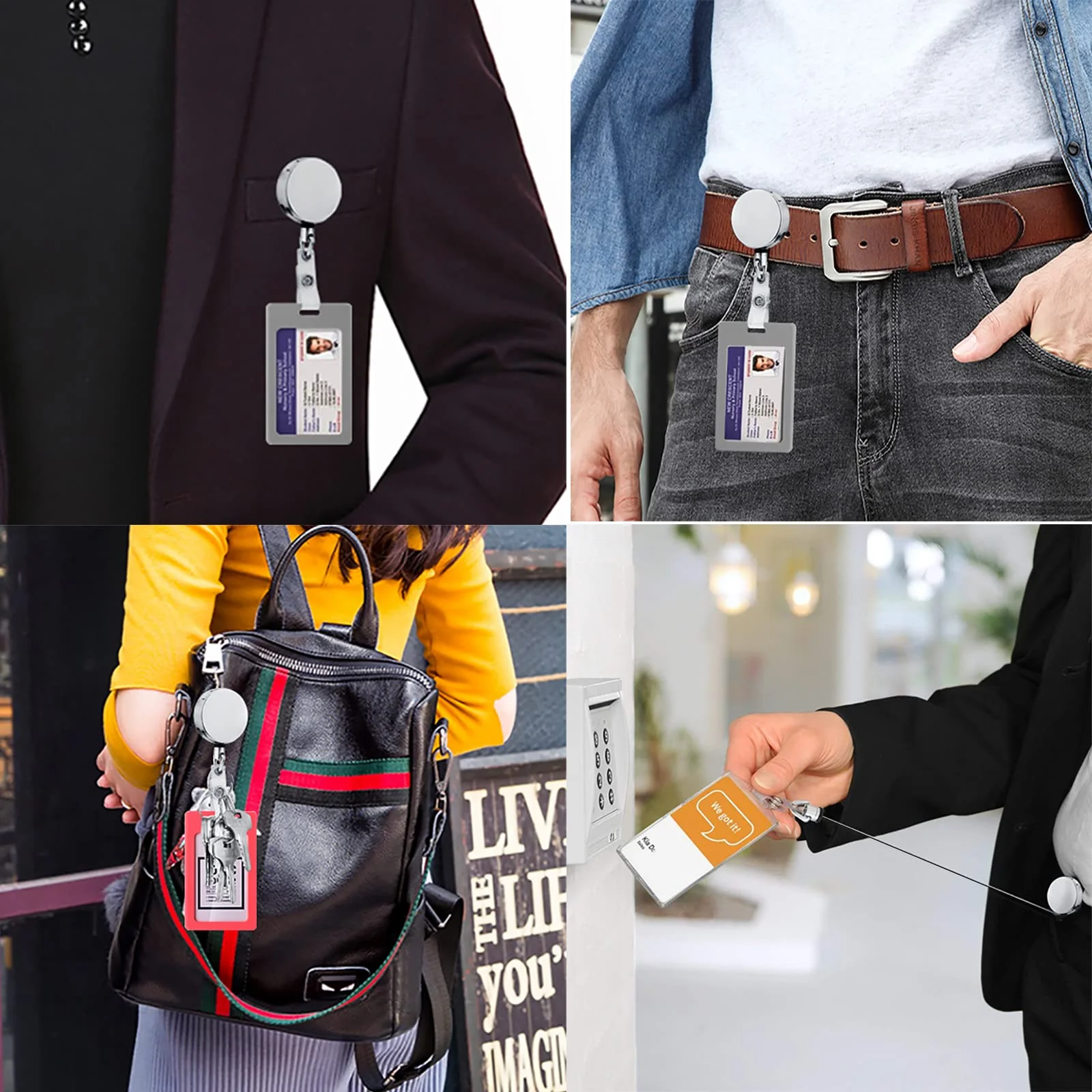 ZAYEX 2pcs New Retractable Pull Key Ring ID Badge Lanyard Name Tag Card ...