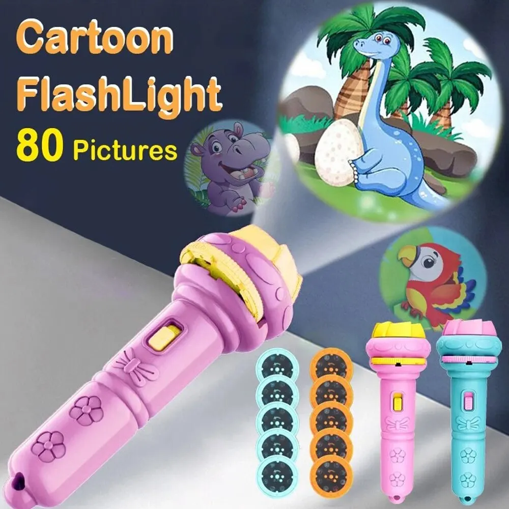 10 Cards Cartoon Projection Flashlight 80 Patterns Creative Children ...