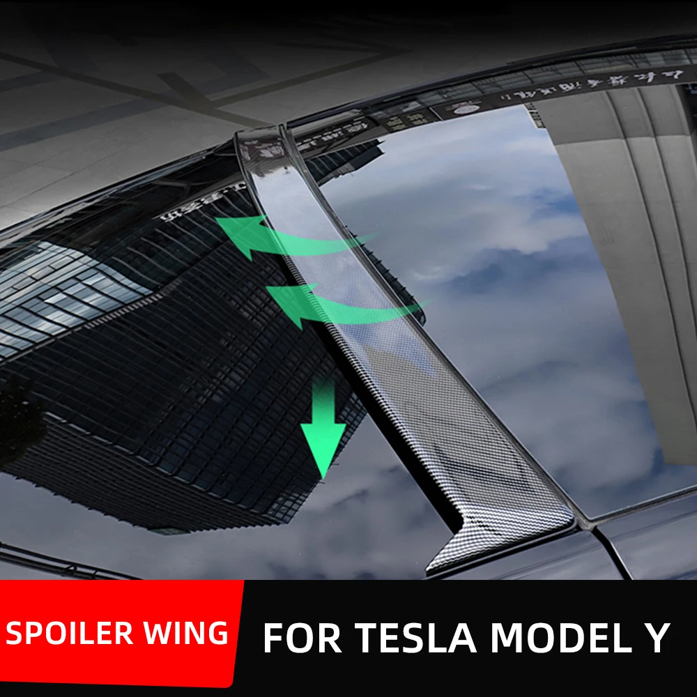 For-Tesla-Model-Y-Roof-Spoiler-ABS-Rear-Spoiler-Wing-Gloss-Black-Carbon ...
