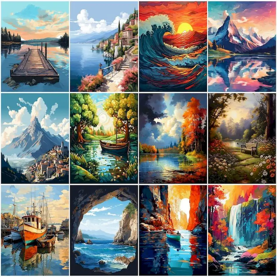 RUOPOTY Painting By Number Adults New Landscape Decorative Paintings ...