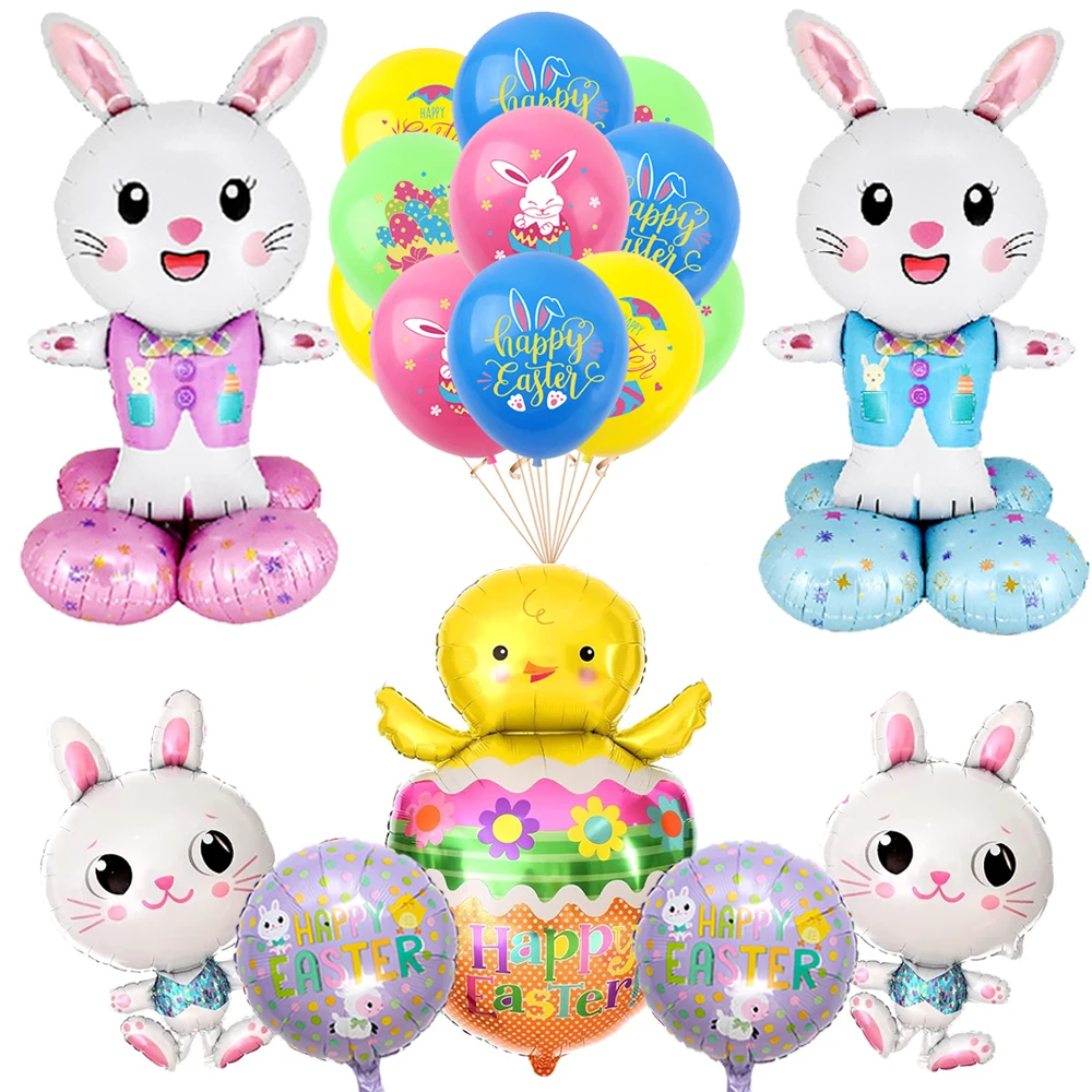 Easter Decoration Large Standing Rabbit Balloon Bunny Easter Egg Foil ...