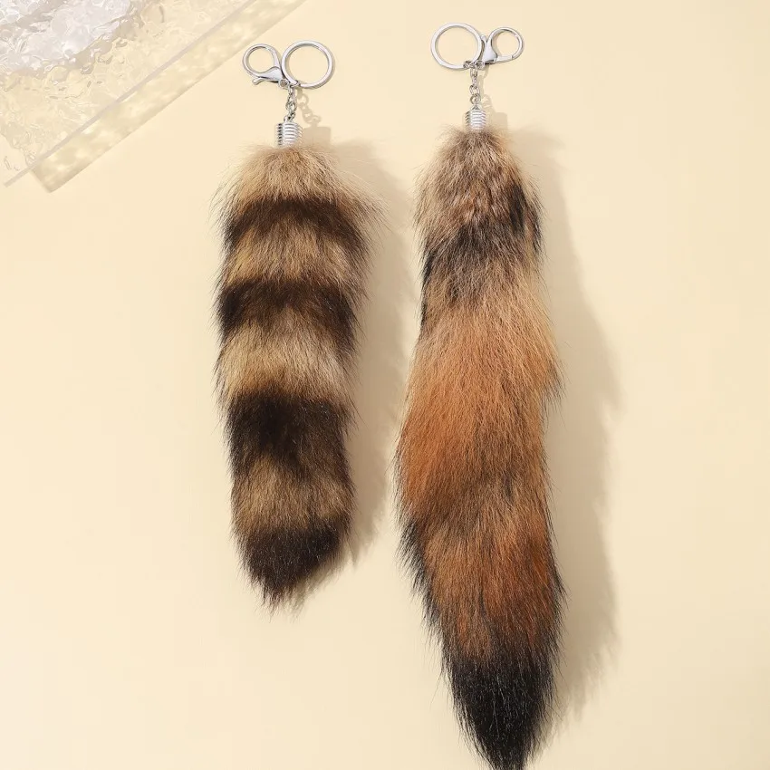 New Cute Fox Tail Decorative Keychain Raccoon Tail Plush Fur Wolf Tail ...
