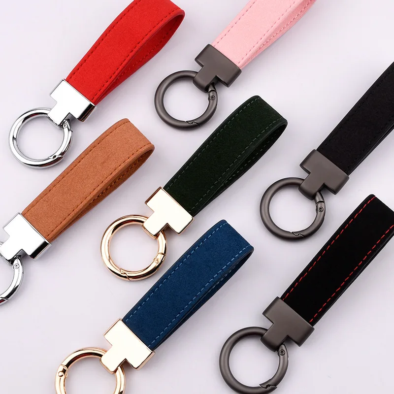 High-Quality-Suede-Leather-Car-Keychain-Accessories-Business-Colorful ...