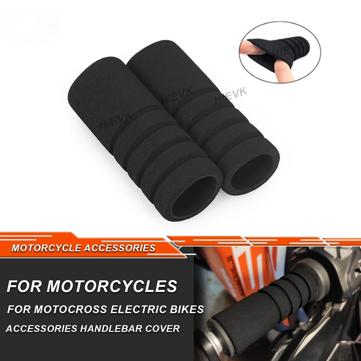 Universal 22mm Motorcycle Handlebar Foam Hand Grips Sponge Gloves Lever ...