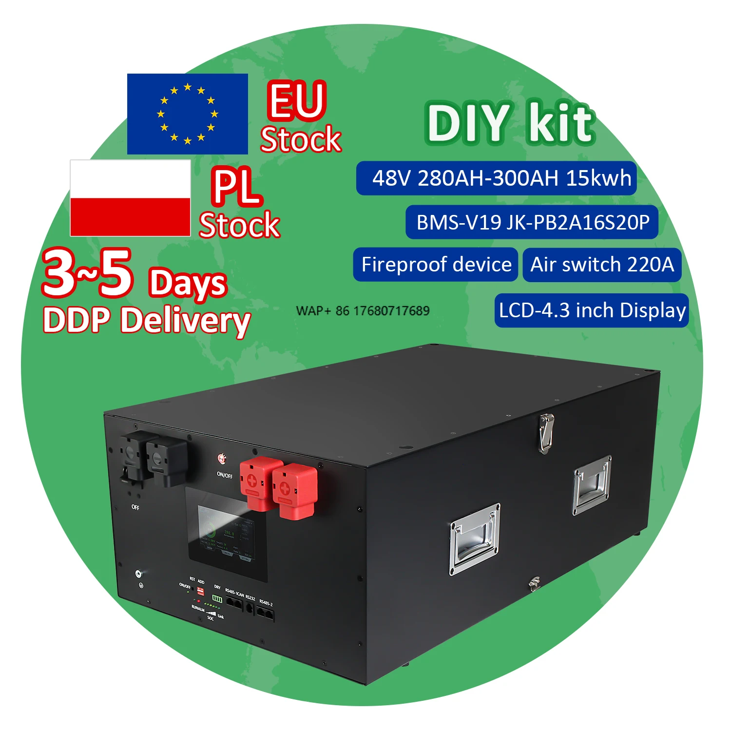 Nouveau JK onduleur BMS V19 4.3 LCD 48V 280AH 15KW stockage d'énergie ...