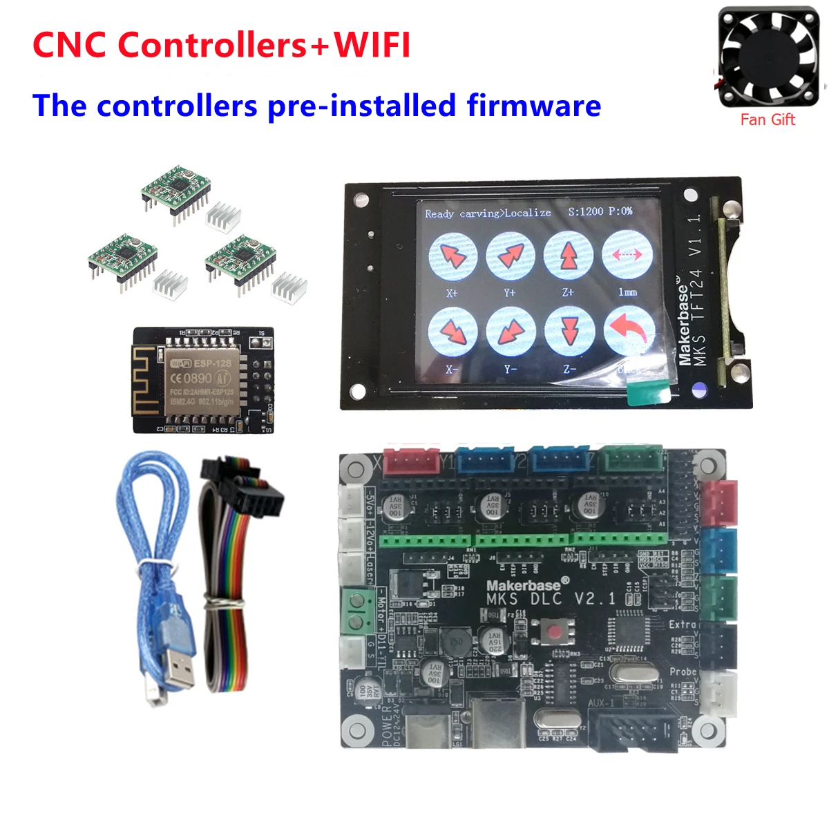 Cnc Offline Controller Mks Dlc V2 + Tft24 Touch Screen Cnc Control Board For Diy Desktop Mini ...