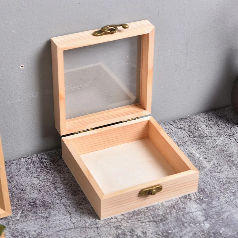 Wooden-Square-Hinged-Storage-Boxes-Craft-Gift-Storage-Container-Dust ...