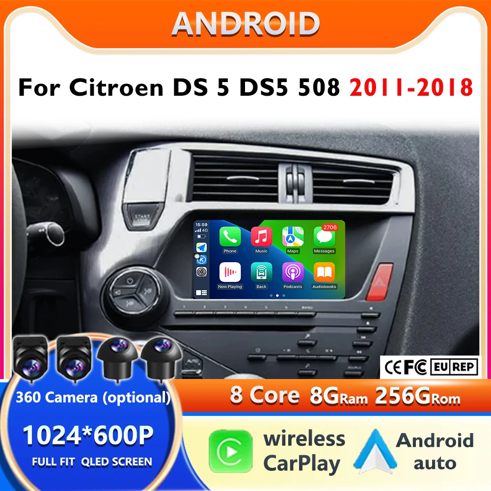 7'' Android 15 For Citroen DS 5 DS5 508 2011 2014 2015 - 2018 Car Radio ...