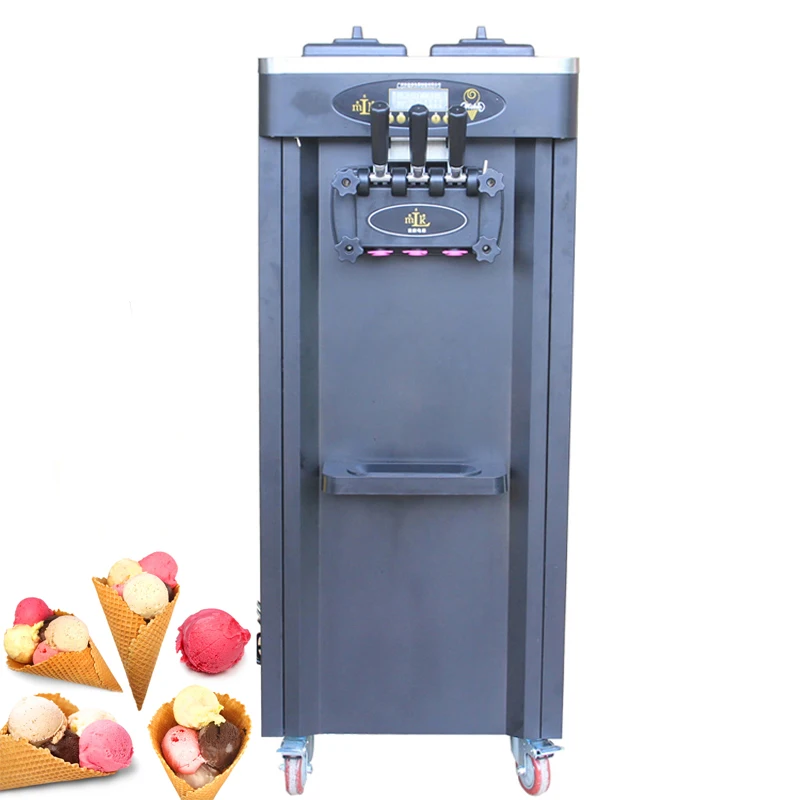 Commercial-Floor-Mounted-Three-Flavor-Ice-Cream-Machine-Stainless-Steel ...