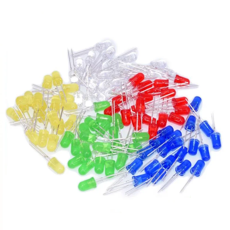 100pcs-lot-5mm-LED-Light-Assorted-Kit-DIY-LEDs-Set-White-Yellow-Red ...