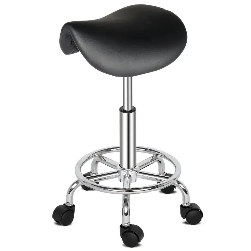 Rotating Saddle Stool Black Bar Stool for Pet Grooming Table Adjustable ...