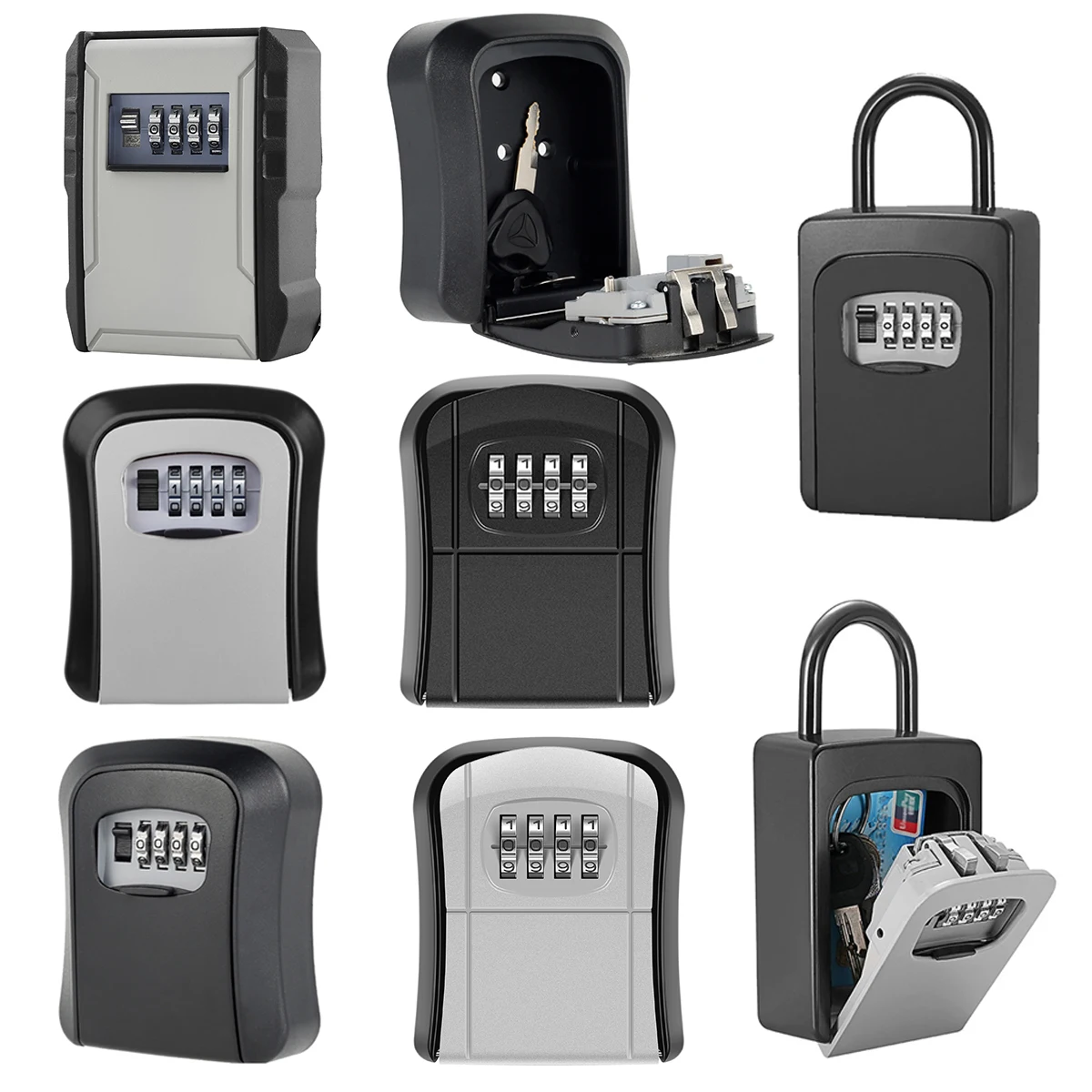 Wall-Mount-Key-Lock-Box-4-Digit-Password-Code-Security-Lock-No-Key-for ...