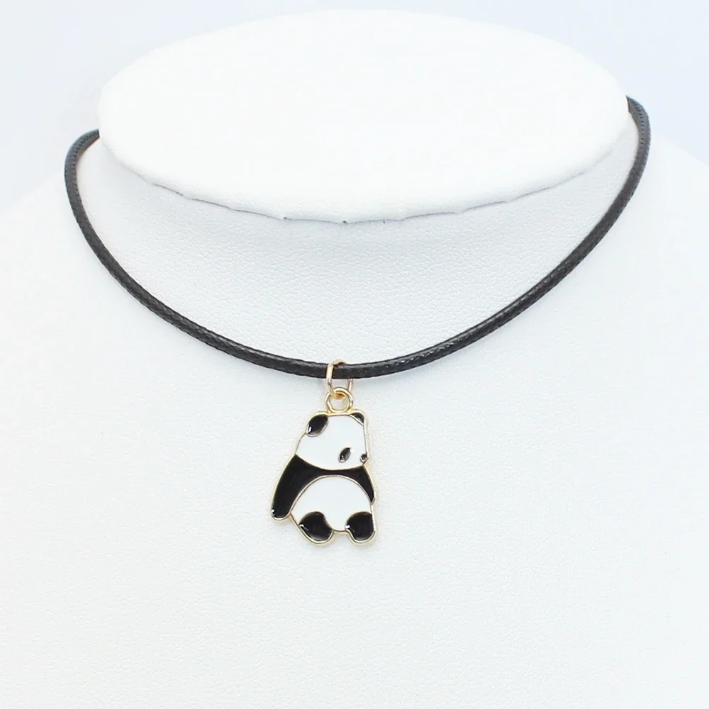 Goth-Panda-Short-Animal-Pendant-Choker-Chain-Necklace-for-Women-Black ...