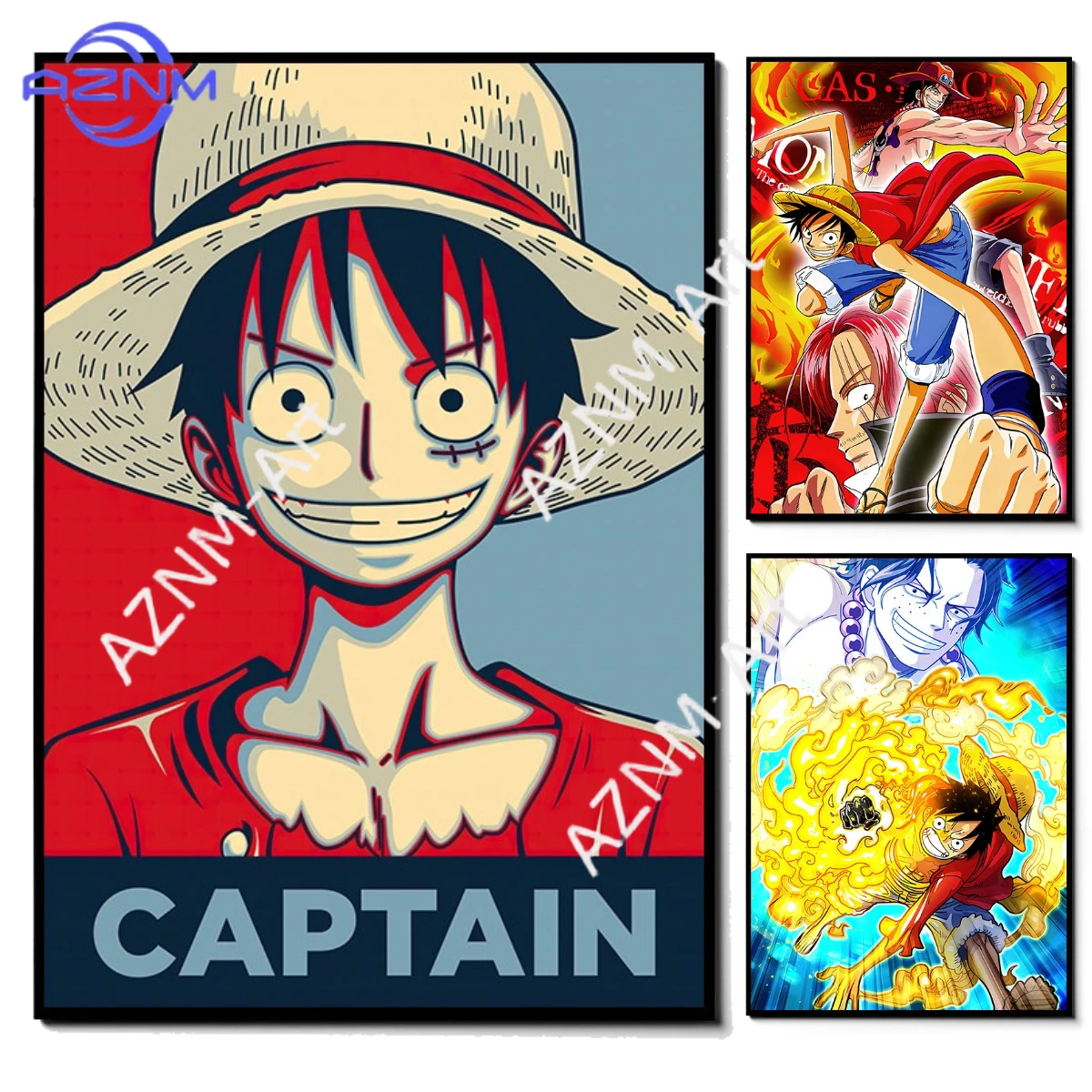 O-One P-Piece Luffy Poster Frameless Canvas Core Print HD Japanese ...
