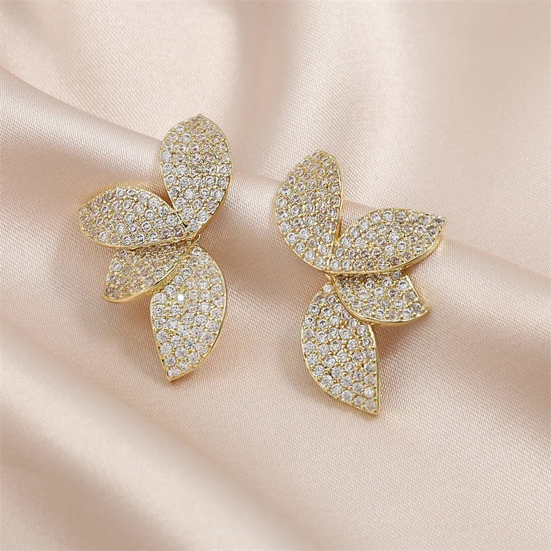 Uilz-Fashion-Vintage-Maple-Leaf-Zirconia-Stud-Earrings-Statement-for ...