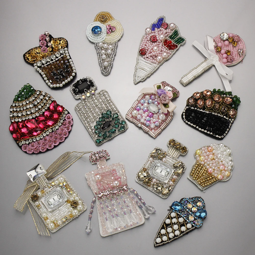 3D-Handmade-Rhinestone-perfume-bottl-Beaded-Patches-Sew-on-cake-Ice ...
