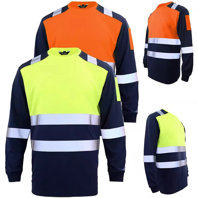 High-Visibility-Long-Sleeve-Safety-Work-T-Shirt-EN20471-Class-2-Hi-Vis ...