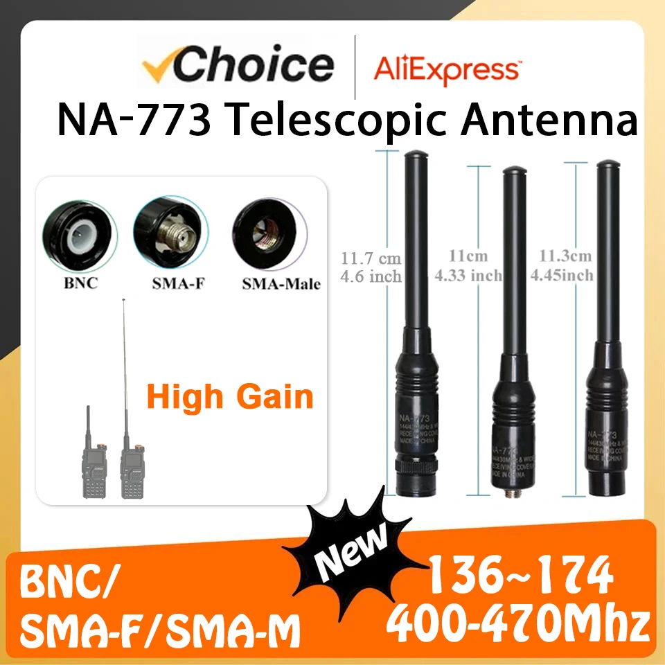 NA-773-Telescopic-Antenna-SMA-F-SMA-Male-BNC-High-Gain-Aerial-UHF-VHF ...