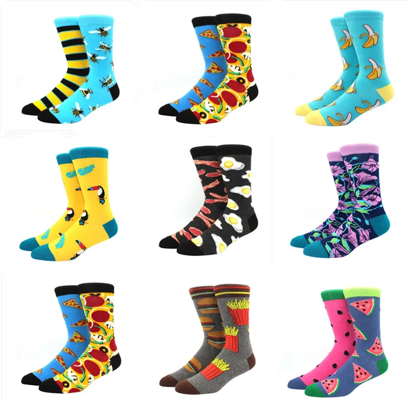 1-Pair-New-Style-Pure-Cotton-Trend-Left-and-Right-Foot-Socks-Cartoon ...