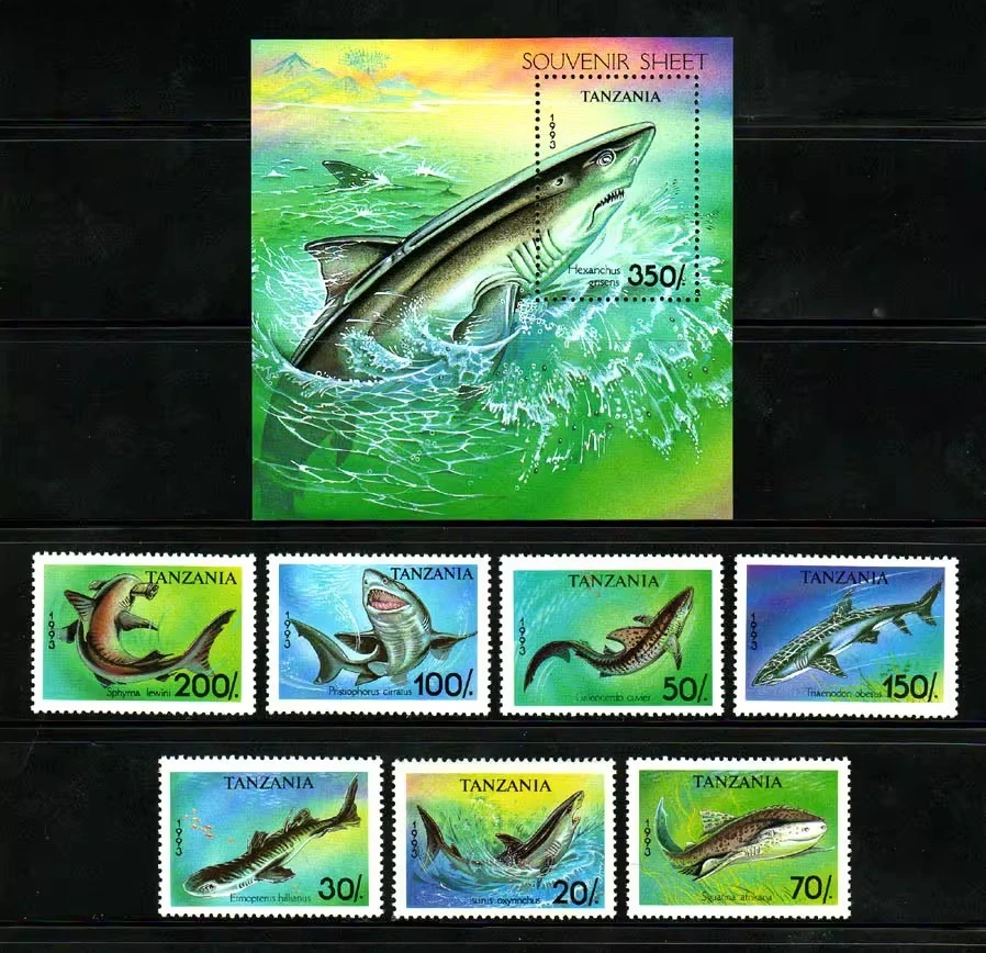 8Pcs/Set New Tanzania Post Stamp 1993 Marine Life: Shark Postage Stamps ...