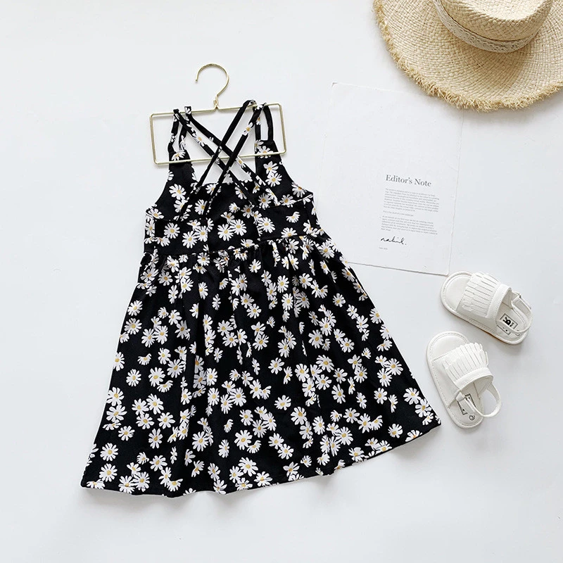 Summer Toddler Girl Backless Dress Solid Cotton Sleeveless Children ...