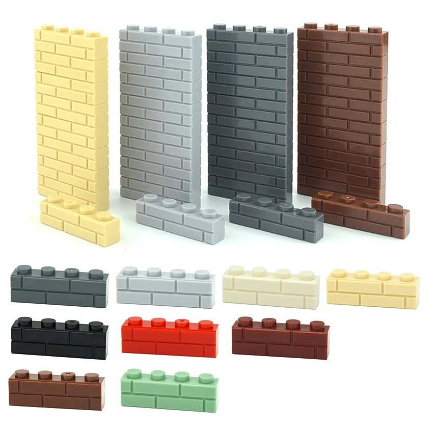 50pcs Size 1*4 Dots Compatible | Building Blocks Wall | 1x4 Building ...